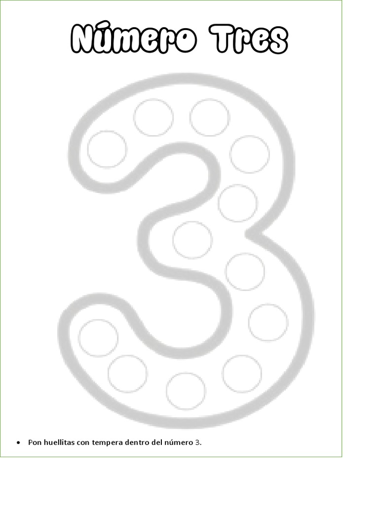 Número Tres: - Pon Huellitas Con Tempera Dentro Del Número 3 | PDF
