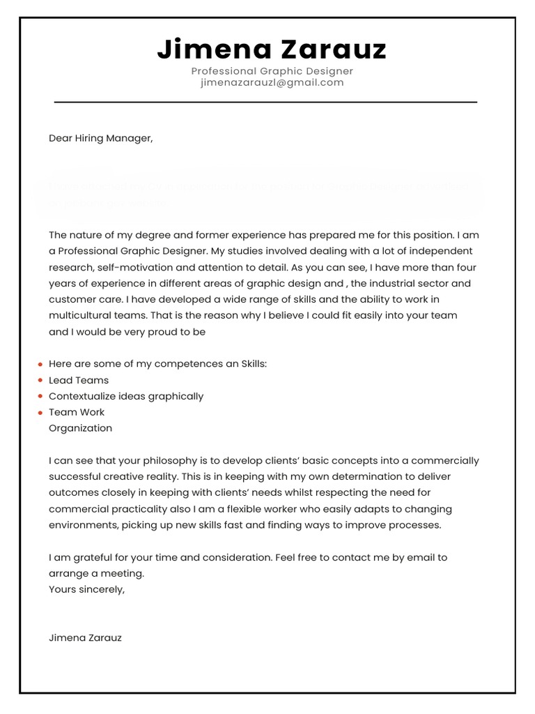 Jimena Zarauz Cover Letter | PDF | Art