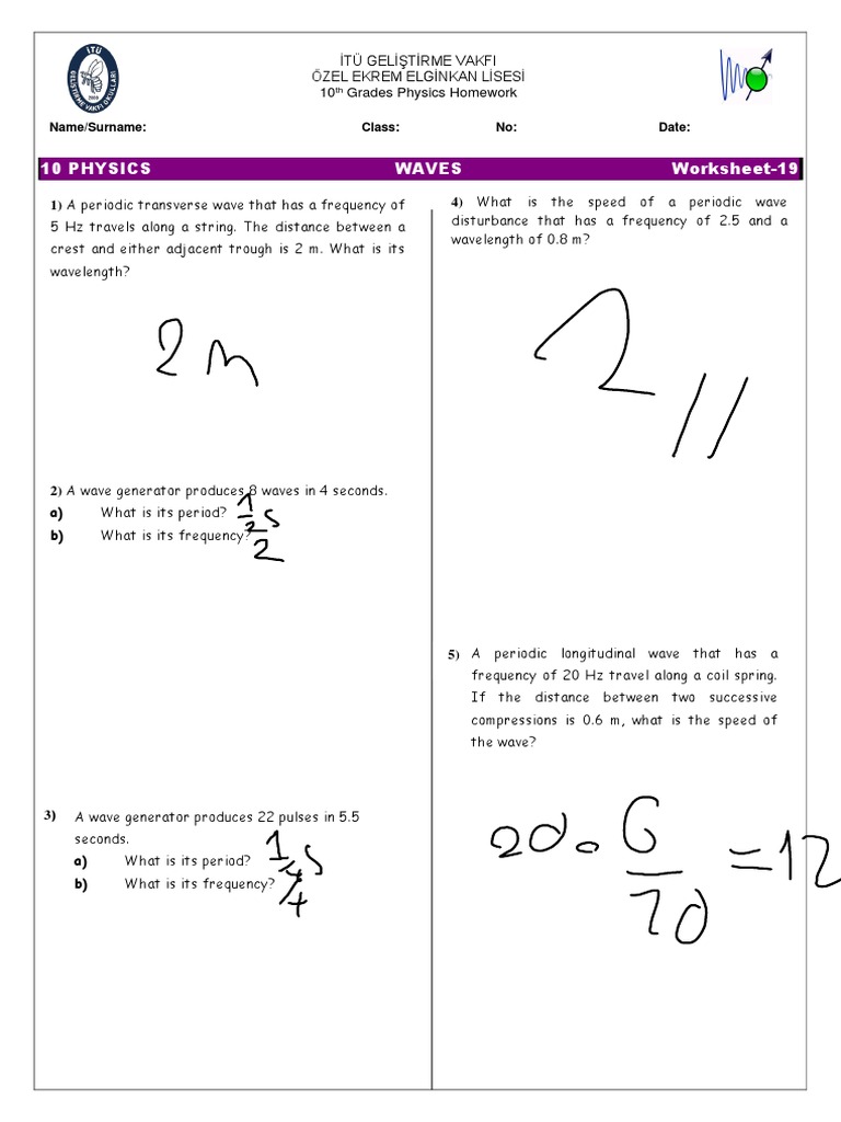 10 Physics Waves Worksheet-19 | PDF | Waves | Wavelength