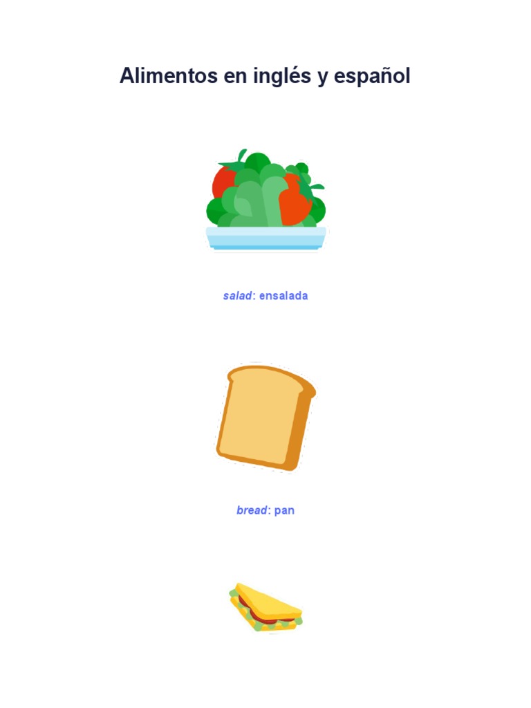 Alimentos en Inglés y Español: Salad: Ensalada | PDF | Comida y bebida ...