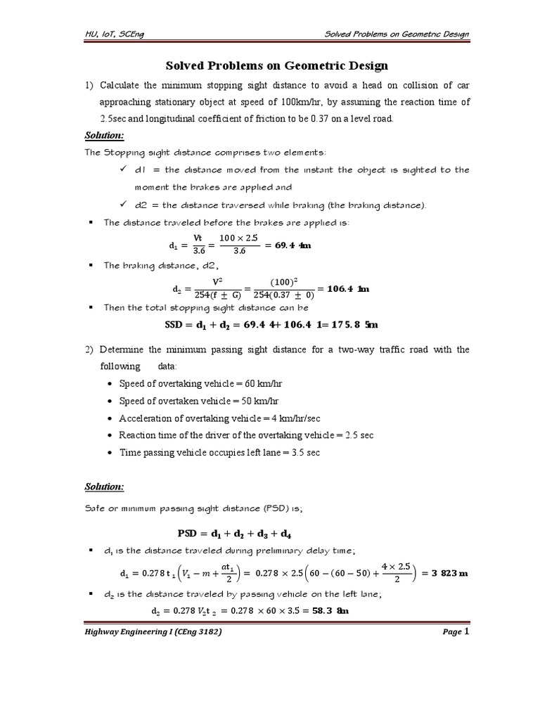 Solved Problems On Geometric Design: Solution | PDF | Angle | Tangent