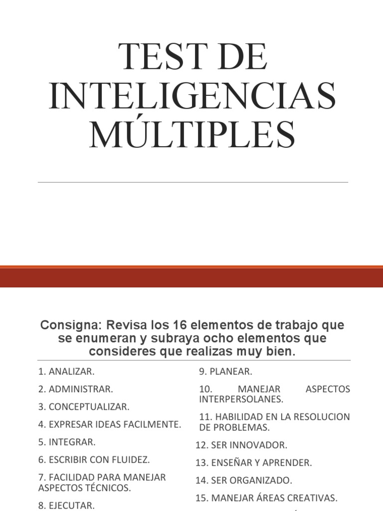 Test de Inteligencias Multiples | PDF | Ciencia cognitiva | Cognición