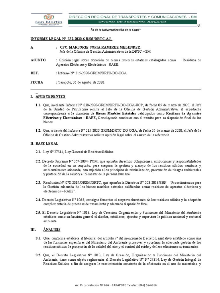Donación de RAEE: Opinión Legal 2020 | PDF | Residuos
