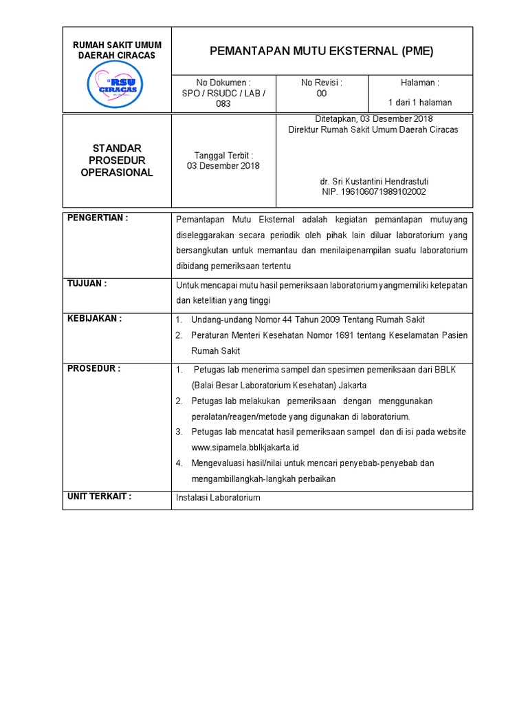 Pemantapan Mutu Eksternal (Pme) | PDF