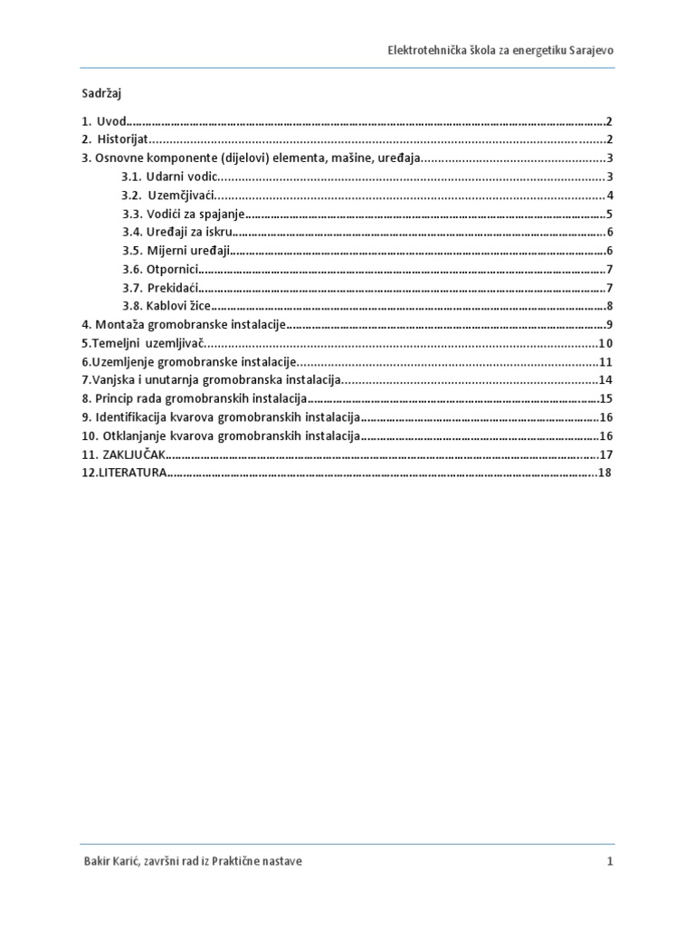 Elektrotehnička Škola Za Energetiku Sarajevo | PDF