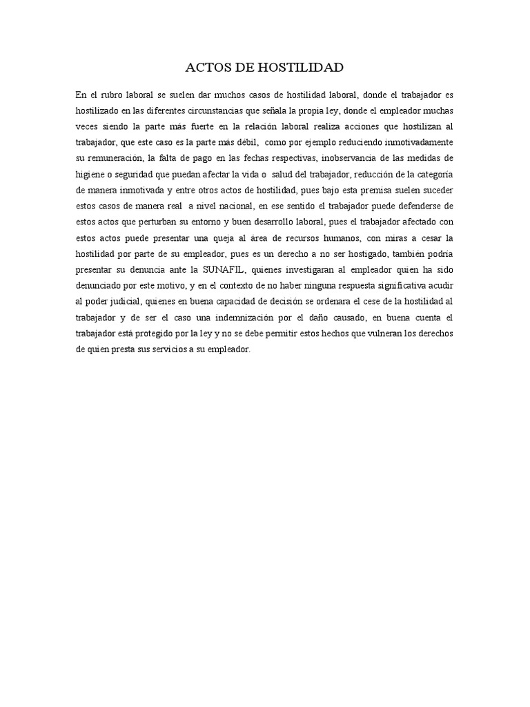 Actos de Hostilidad | PDF