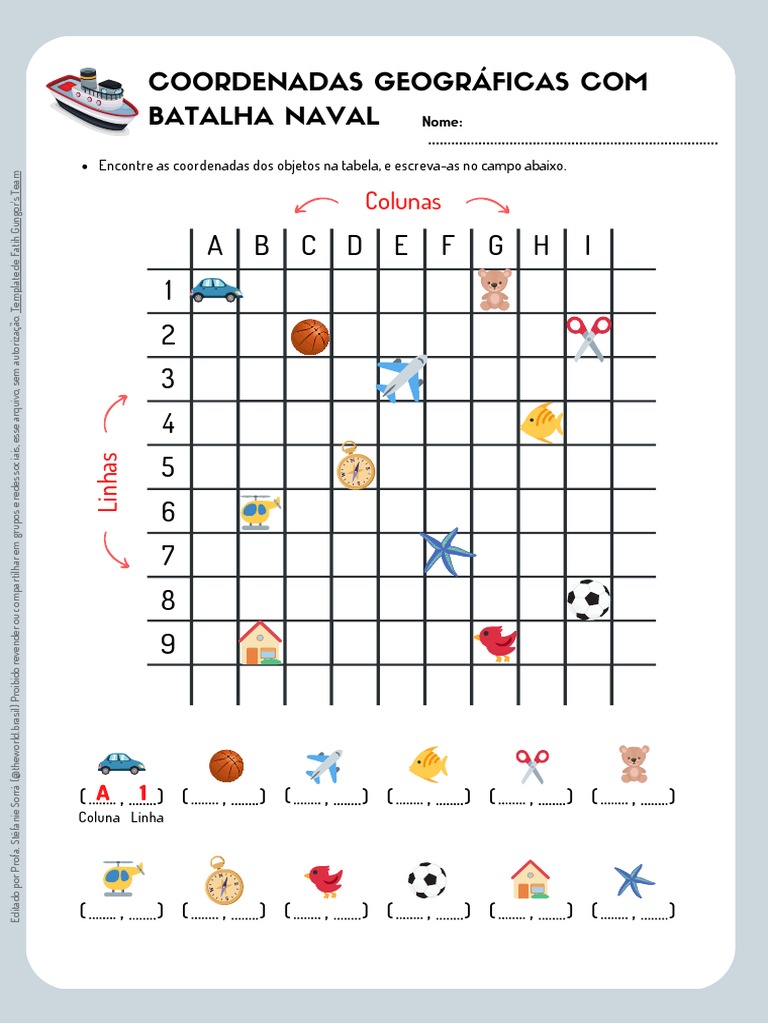 ATIVIDADE Coordenadas-Geograficas-com-Batalha-Naval | PDF | Longitude ...