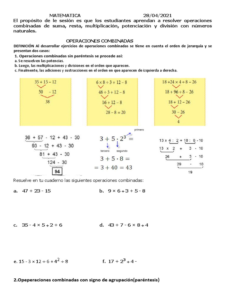 Operaciones Combinadas | PDF