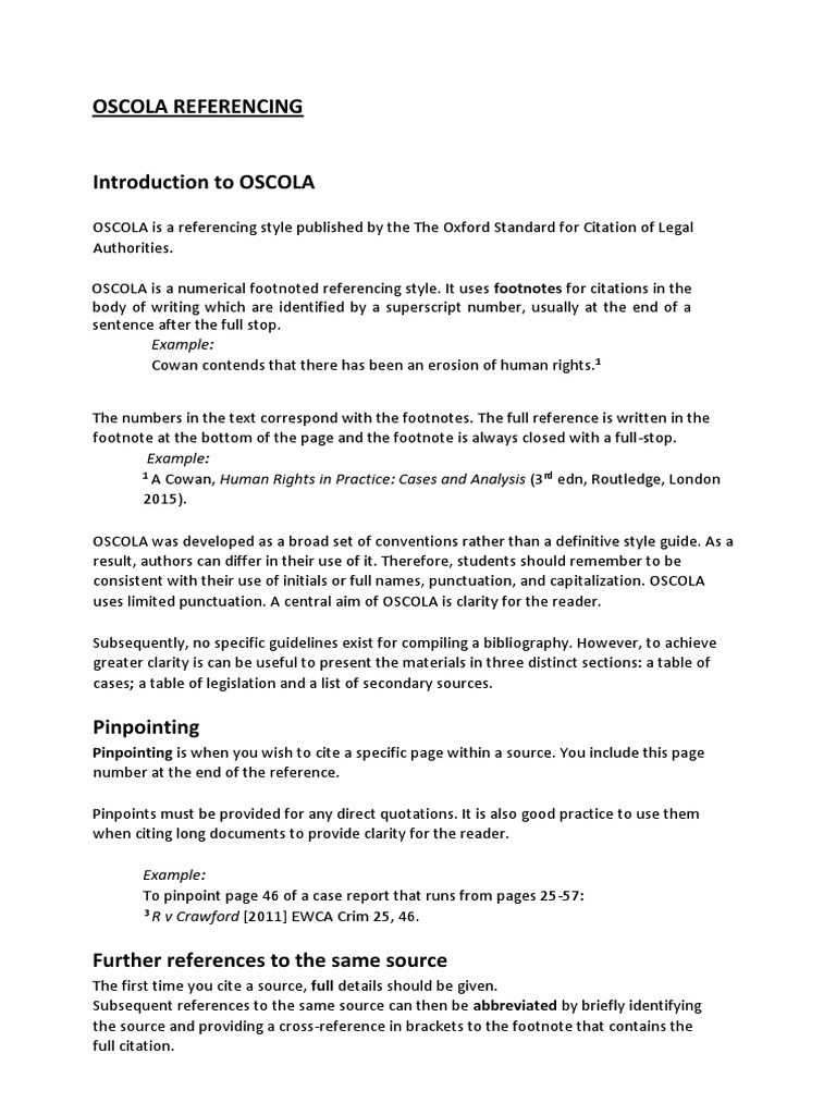 Oscola Referencing: Example | PDF | Note (Typography) | Citation