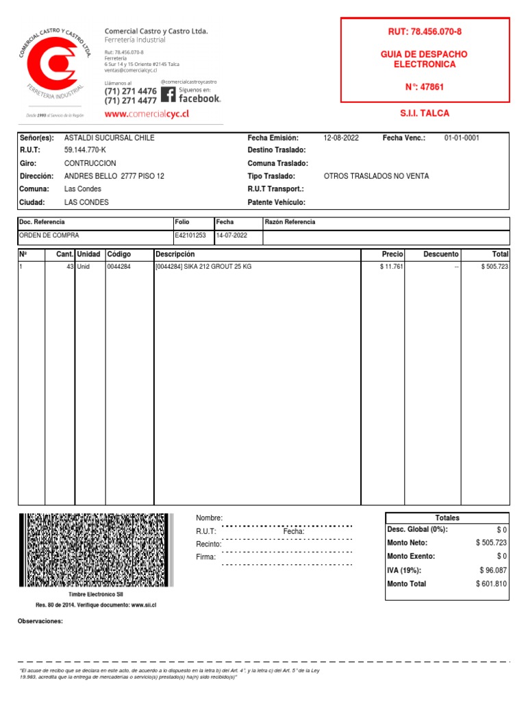Astaldi Sucursal Chile 59.144.770-K Contruccion 12-08-2022 01-01-0001 | PDF