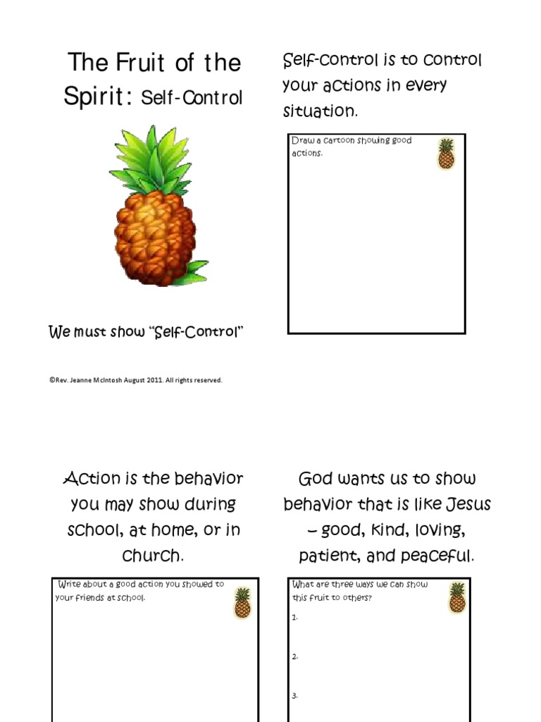 Fruit of The Spirit "Self-Control" Art & Craft Booklet | PDF | Fruit Of ...