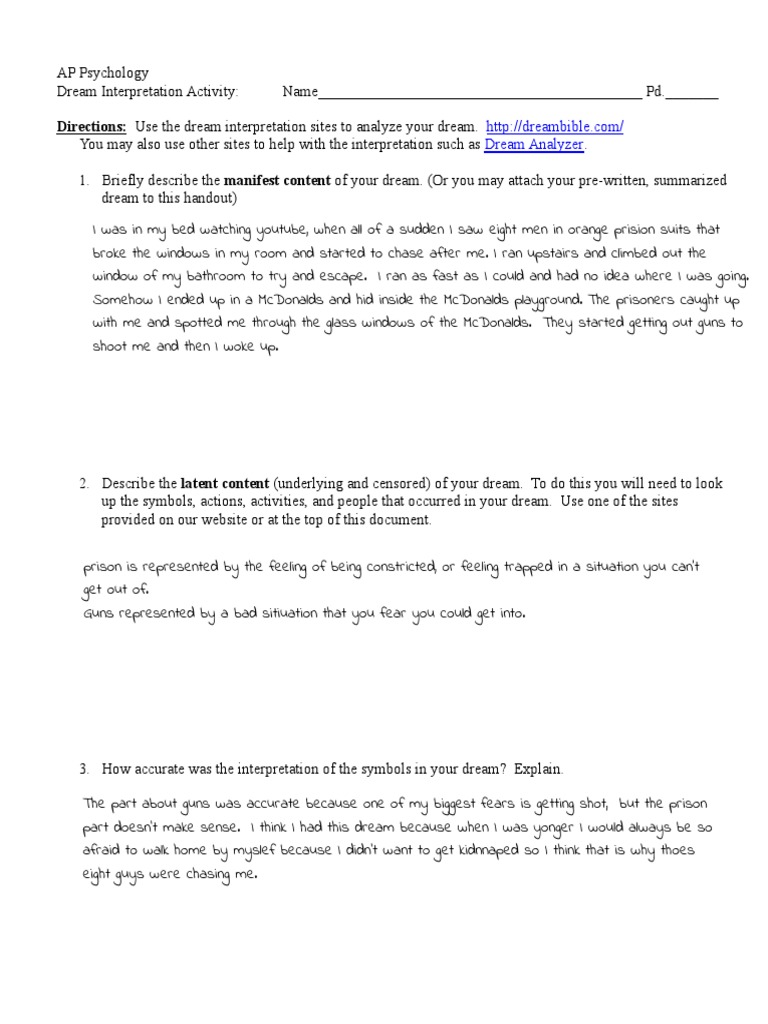 Kami Export - Amanda Covert - Dream - Interpretation - Activity-1 | PDF ...