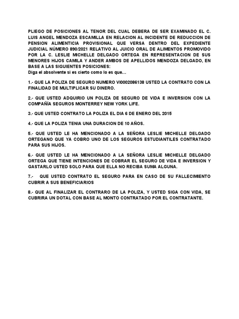 Pliego de Posiciones | PDF Pliego de Posiciones | PDF