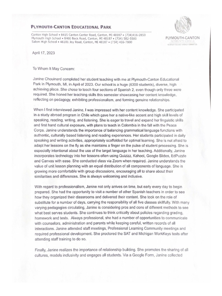 Rec Letter Alicia | PDF