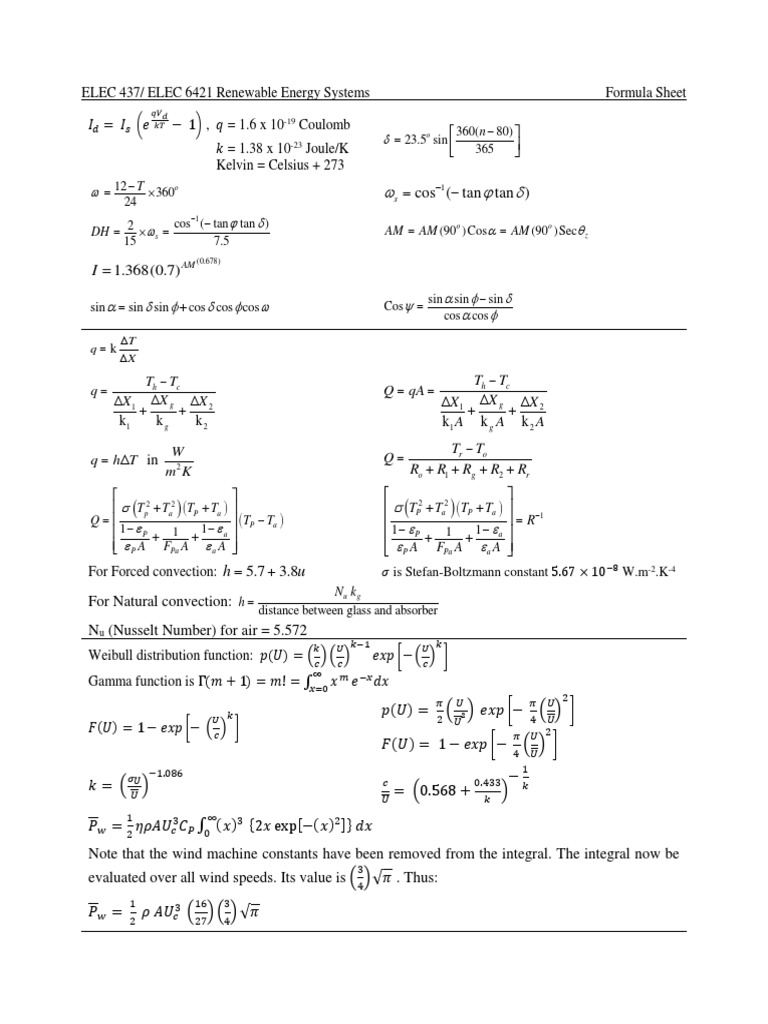 Formula Sheet Numerical | PDF | Motion (Physics) | Metrology