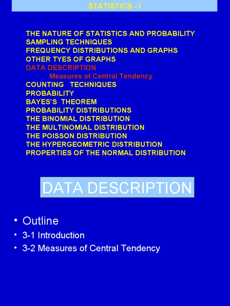 Data Description Measures of Central Tendency | PDF | Mean | Mode (Statistics)