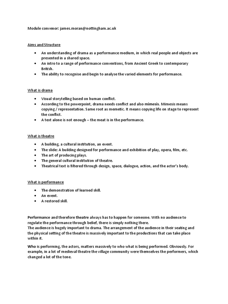 Introduction to Drama Performance | PDF