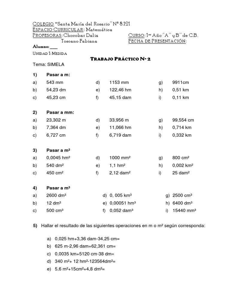 Tpnº 3 Simela | PDF | Unidades de medida | Metrología