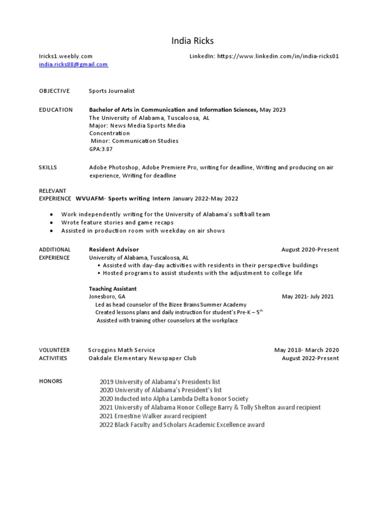 india ricks resume | PDF