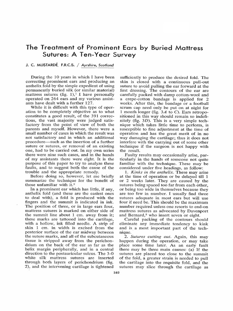 Cirugía Orejas Prominente - Mustardé 1967 | PDF | Surgical Suture | Ear
