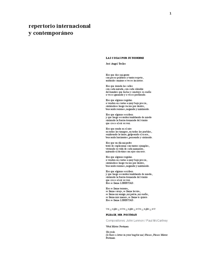 Cuad 2023 3a, Parte Repertorio Internacional y Contemporáneo | PDF | Amor