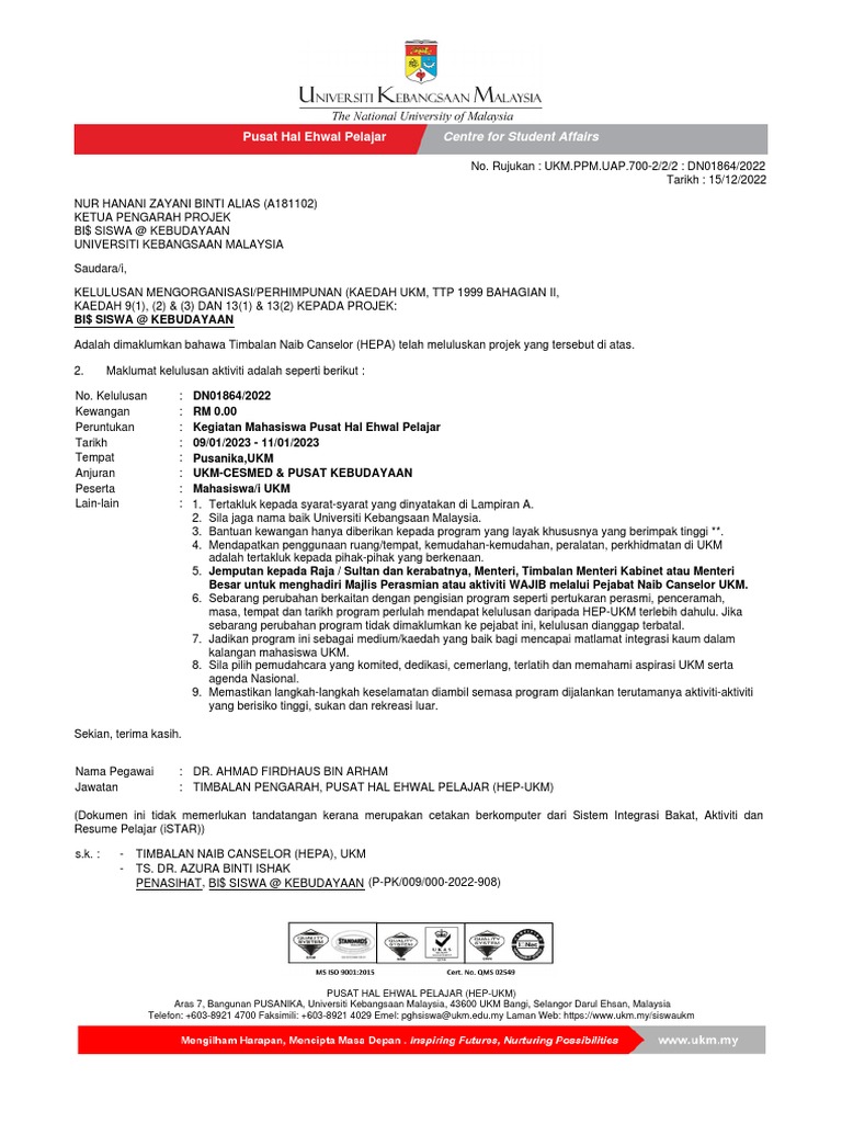 Surat Kelulusan DN - P-PK - 009 - 000-2022-908 | PDF