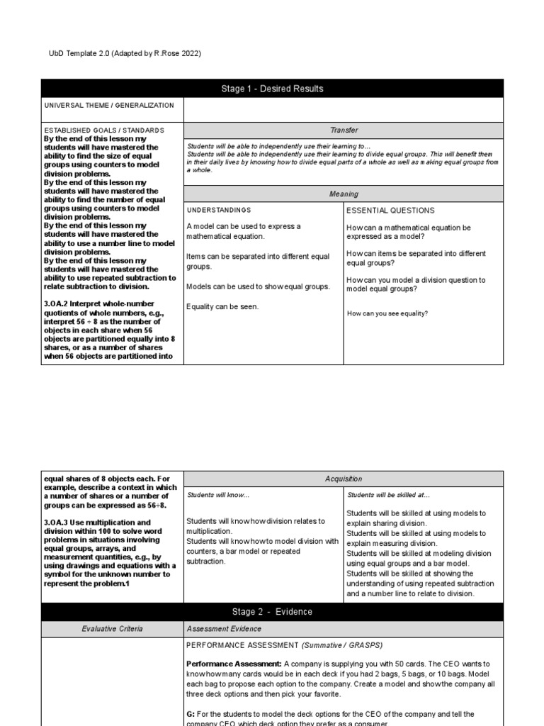 Ubd Unit - Math | PDF | Numbers | Cognitive Science