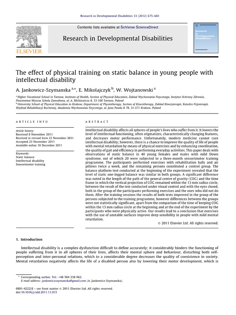 The Effect of Physical Training On Static Balance in Young People With ...