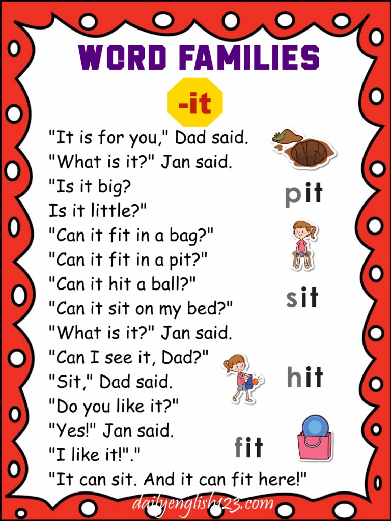 Word Family Reading 14 | PDF