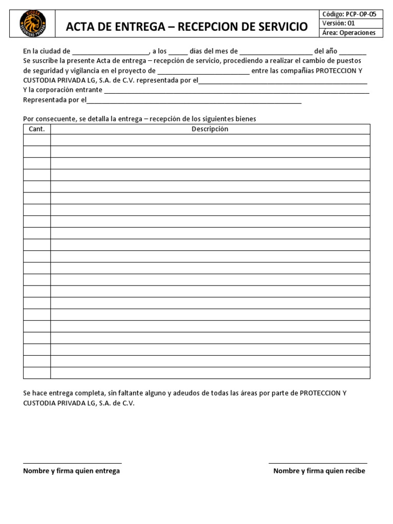 Acta Entrega-Recepcion de Servicio | PDF