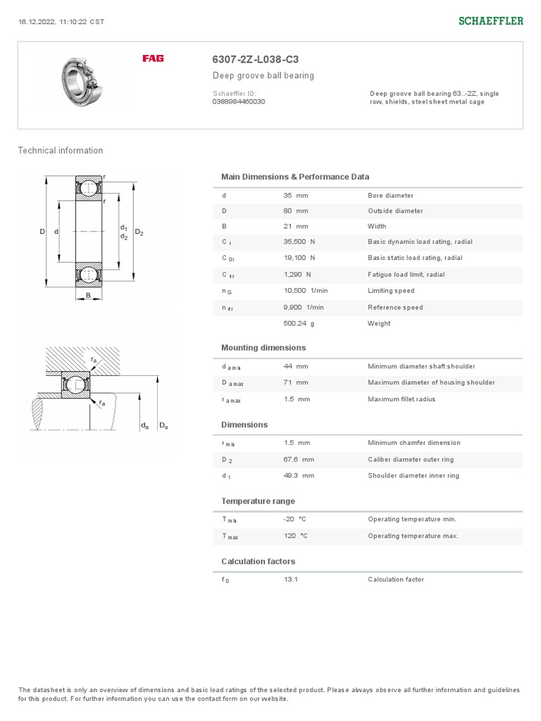 Deep Groove Ball Bearing Specs | PDF | Applied And Interdisciplinary ...