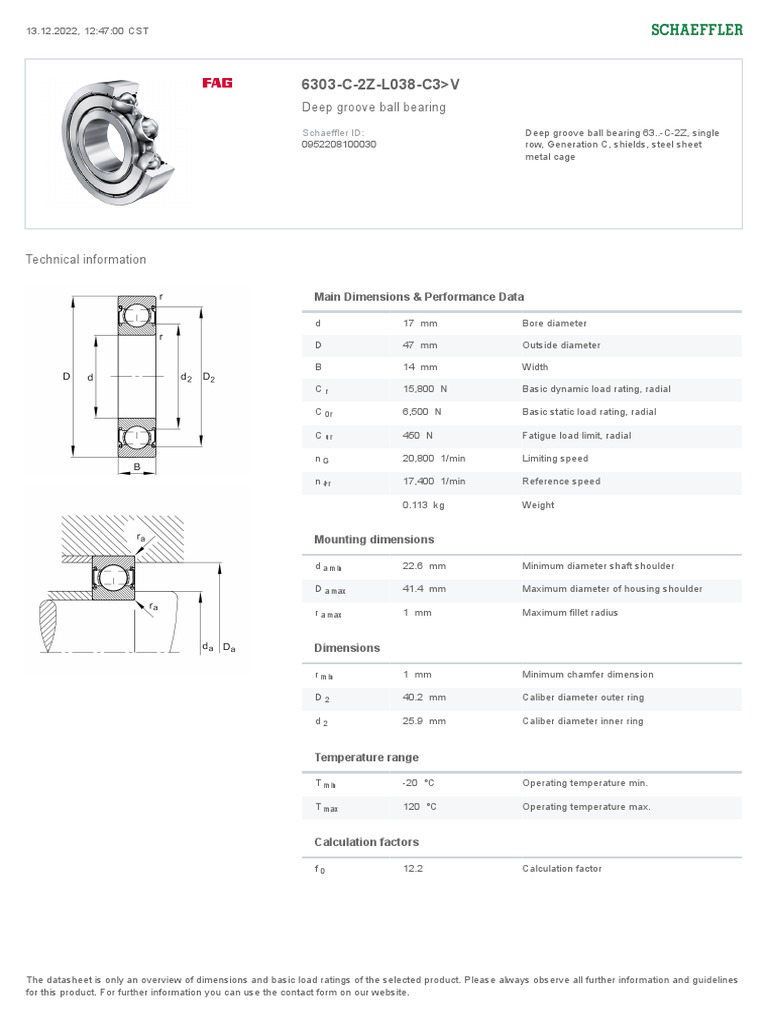 6303-C-2Z-L038-C3 V: Deep Groove Ball Bearing | Download Free PDF ...