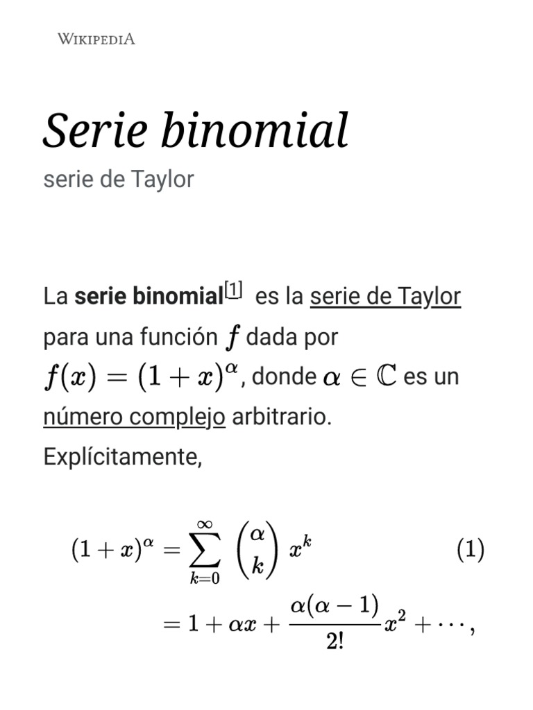 Serie Binomial y su Convergencia | PDF | Matemáticas | Análisis matemático