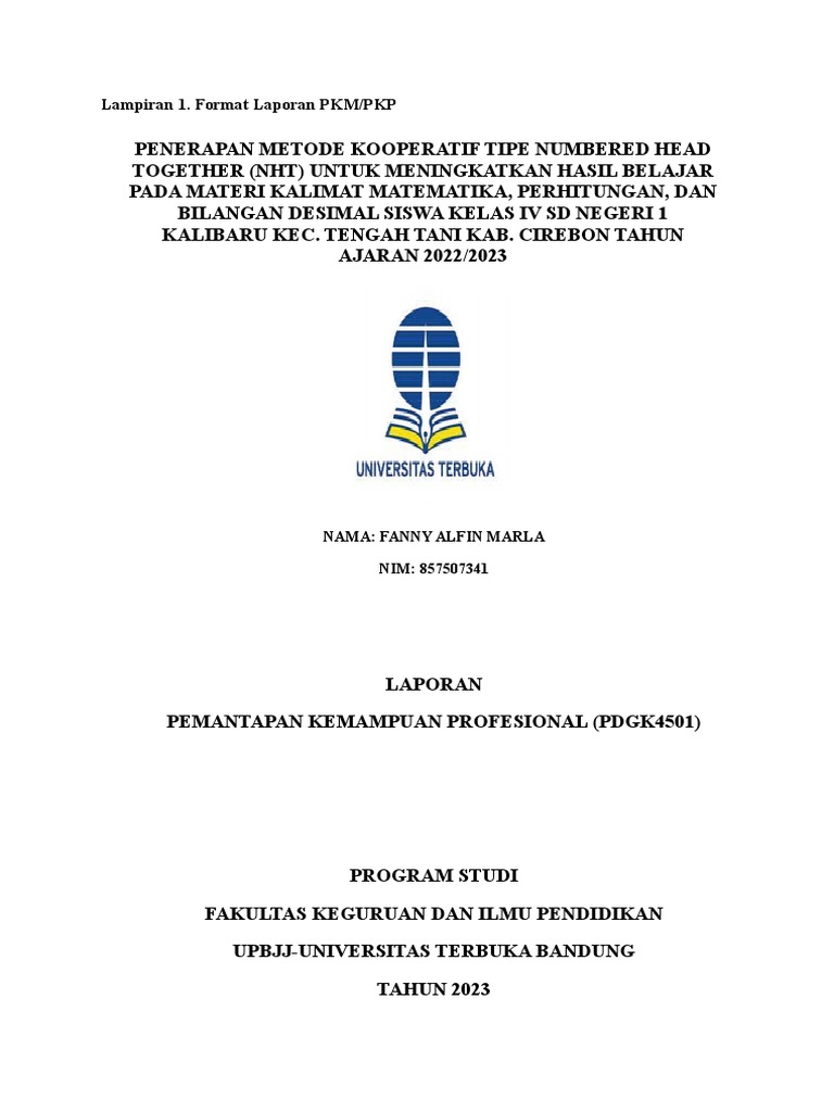 Format Halaman Judul Laporan PKP | PDF
