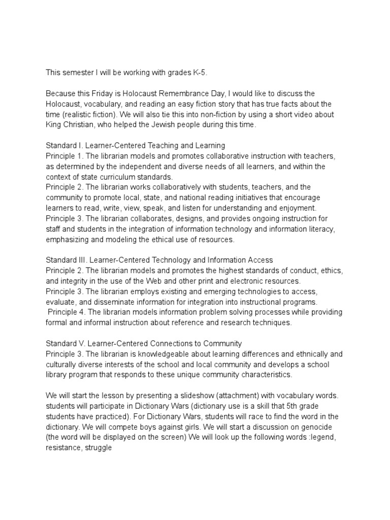 Yellow Star - 5th Grade Lesson Plan | PDF | Librarian | Information ...