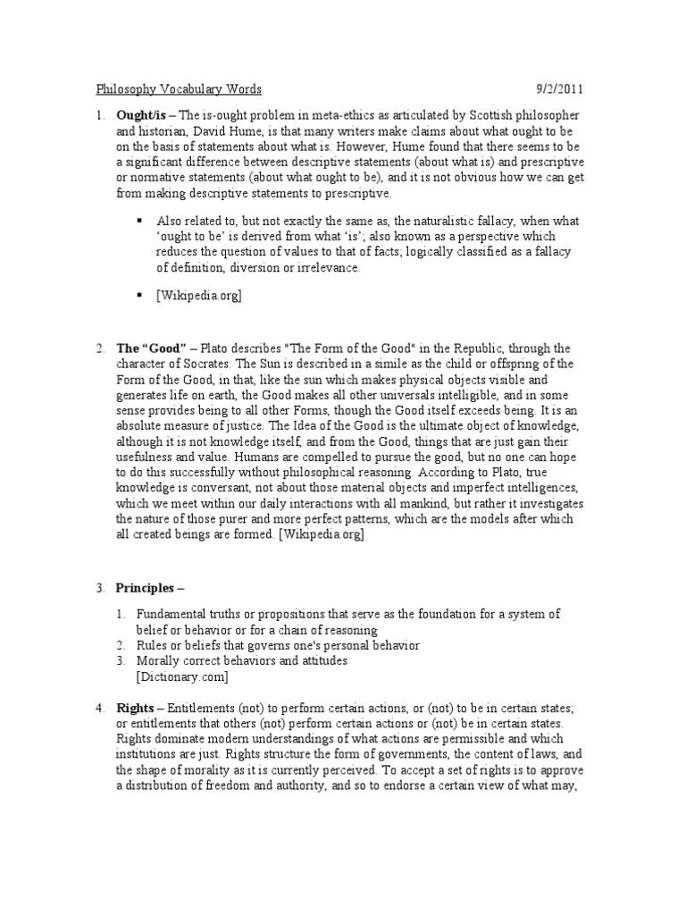 Philosophy Vocabulary Words | PDF | Rights | Justice