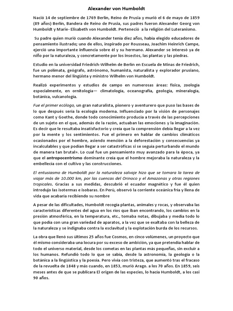 Alexander Von Humboldt | PDF