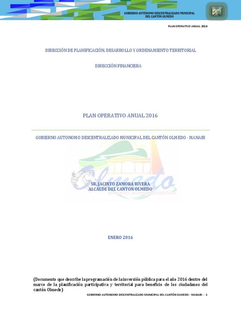 Poa 2016 - Resumen Ejecutivo | Descargar gratis PDF | Presupuesto | Planificación