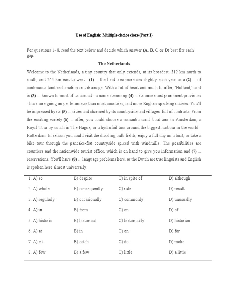 Fce Part 1 - Test | PDF