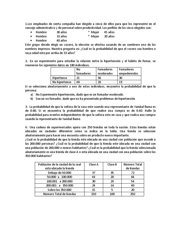 Practico 2 Probabilidad | PDF | Nicotina | Probabilidad