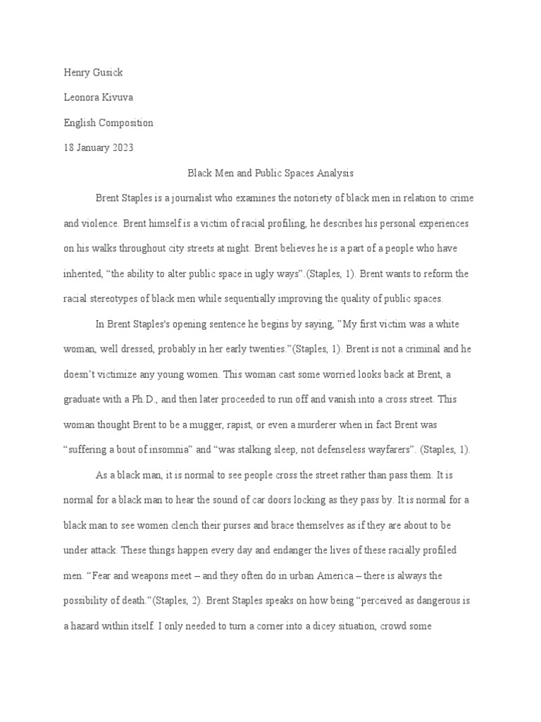 Black Men and Public Space Analysis | PDF