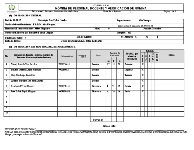 Nómina de Personal Docente 16-09-17 2023 | PDF