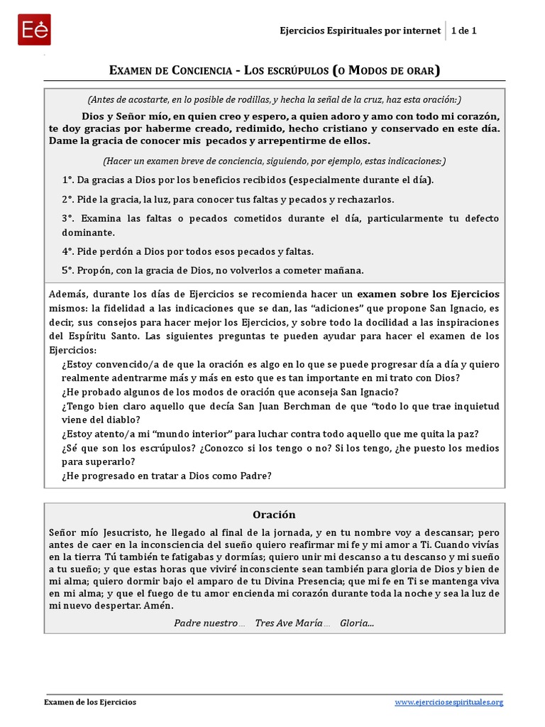 51 Los Escrupulos o Modos de Orar Examen EE | PDF | Oración | Pecado