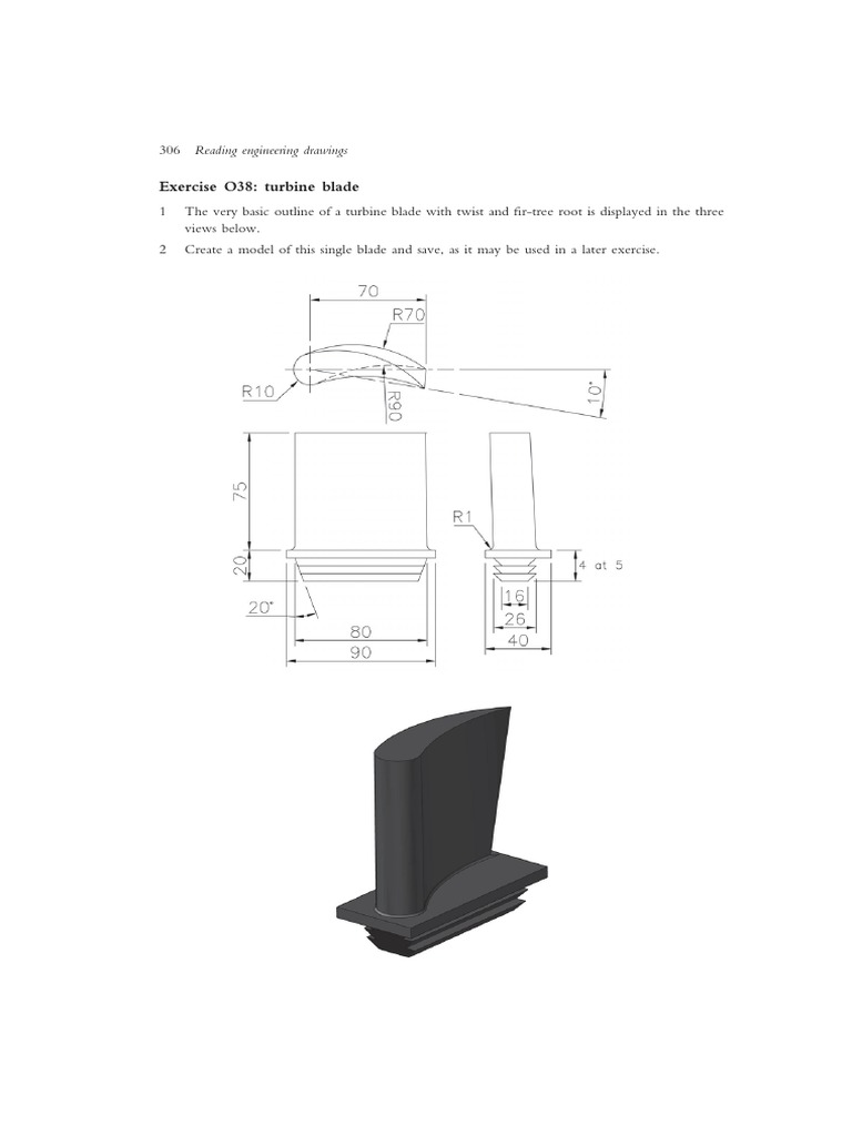 Turbine Blade Technical Drawing Exercise | PDF