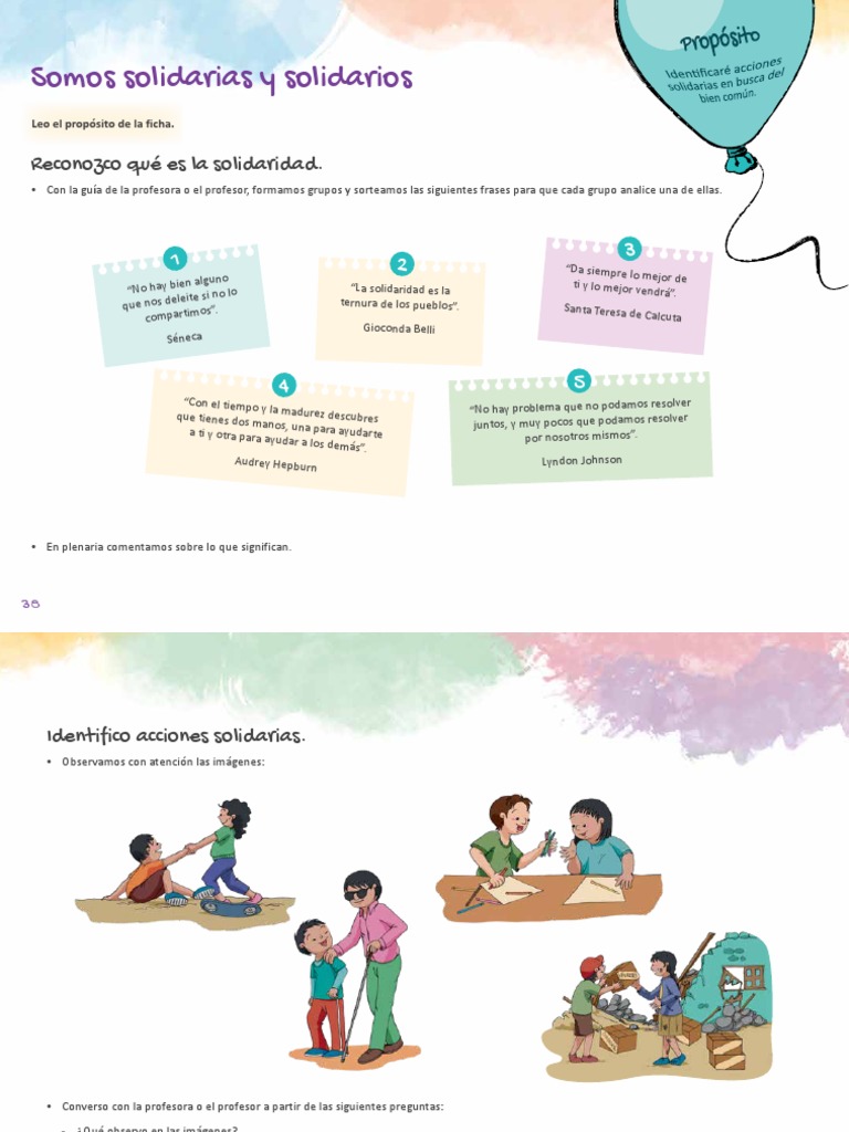 Somos Solidarias y Solidarios: Reconozco Qué Es La Solidaridad | PDF