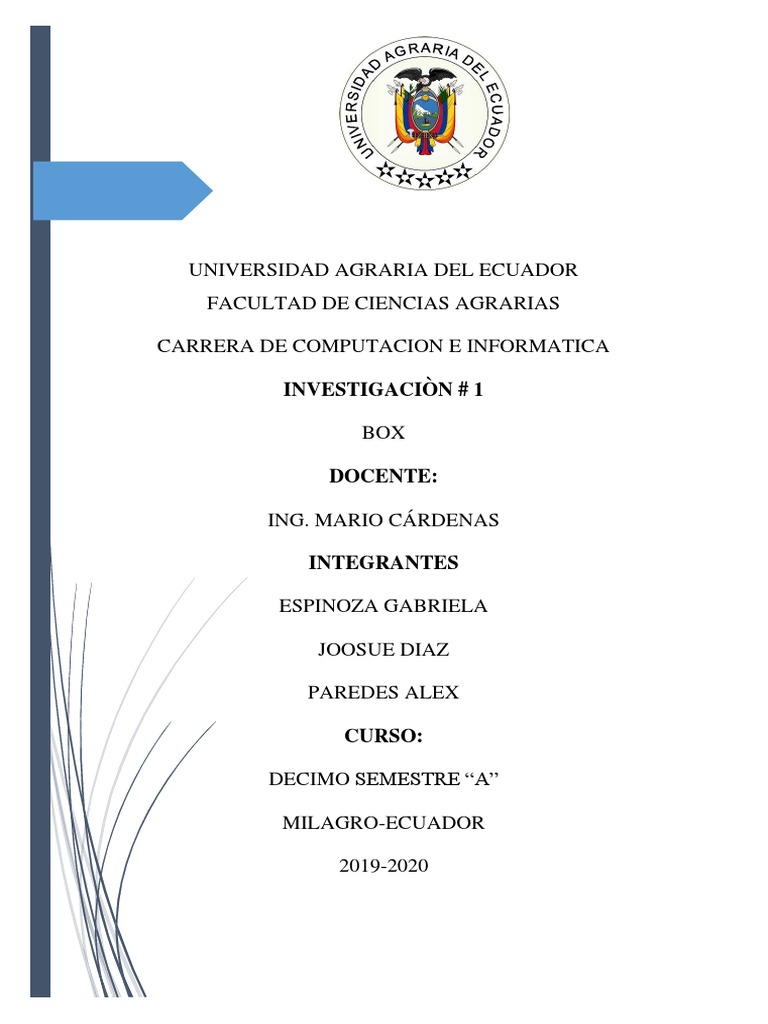 Universidad Agraria Del Ecuador Facultad de Ciencias Agrarias Carrera de Computacion E ...