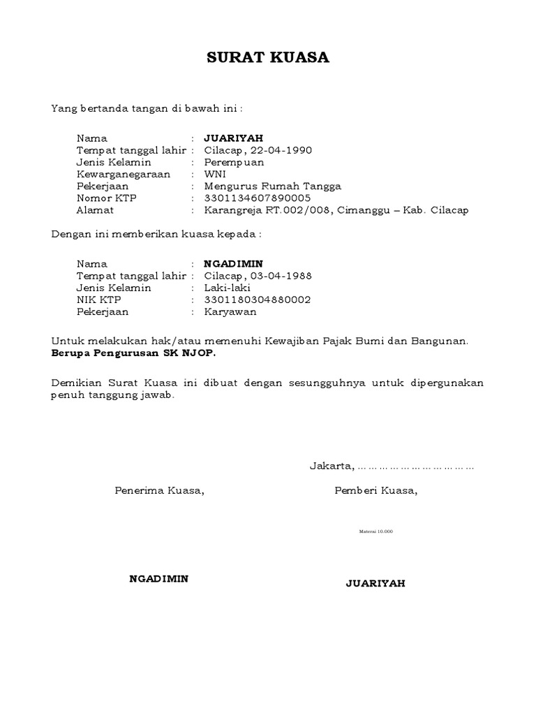 SURAT KUASA SK NJOP | PDF