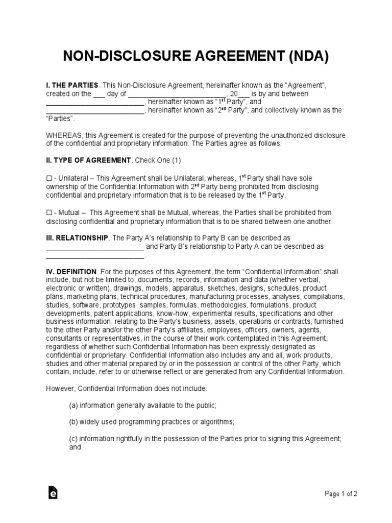 Non Disclosure Agreement Template | PDF | Non Disclosure Agreement | Government