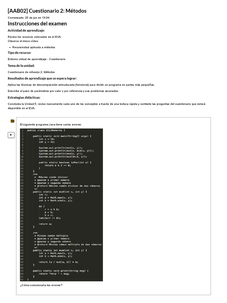 2b Cuestionario 2 | PDF | Java (lenguaje de programación) | Cuestionario