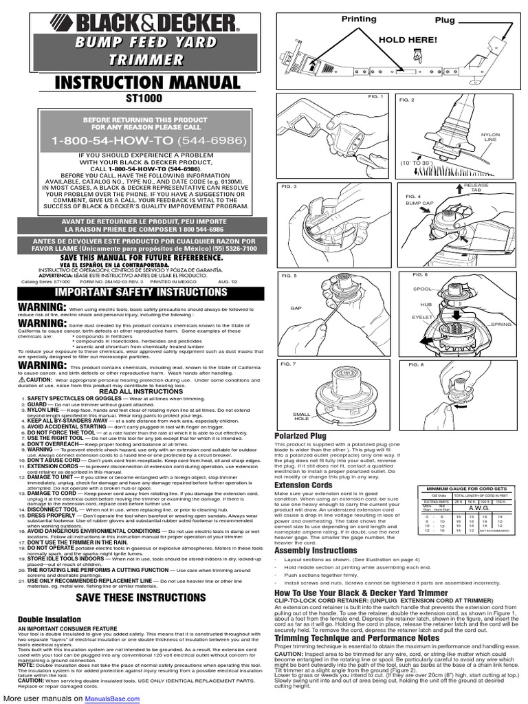 Black & Decker Trimmer ST1000 | PDF | Ac Power Plugs And Sockets ...